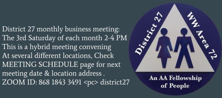 DISTRICT 27 / AREA 72 of Alcoholics Anonymous – Includes SW Washington ...