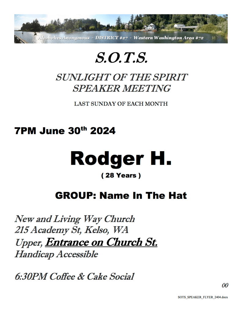 ACTIVITIES – DISTRICT 27 / AREA 72 of Alcoholics Anonymous