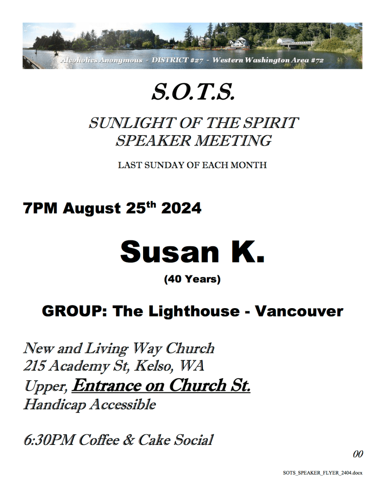 ACTIVITIES – DISTRICT 27 / AREA 72 of Alcoholics Anonymous